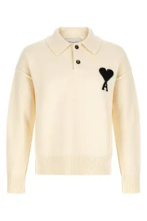 AMI Paris De Coeur' Polo Shirt - White/black