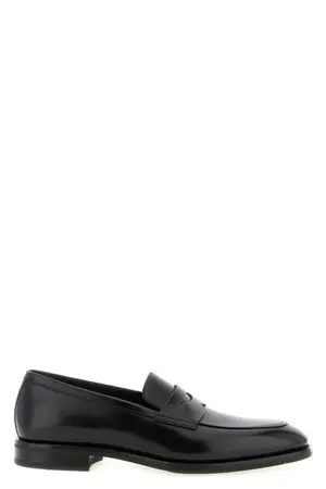 Santoni Gregor Leather Loafers - Black