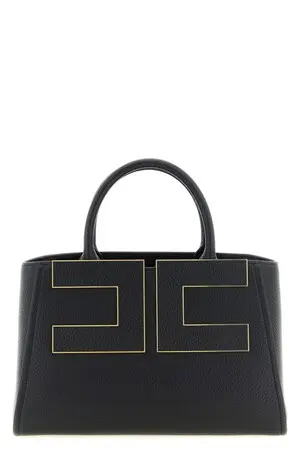 Elisabetta Franchi Maxi Logo Shopping Bag - Black