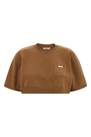 Elisabetta Franchi Wool And Cashmere Top - Brown