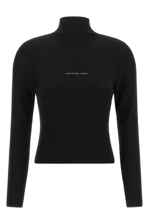 Alexander Wang Ribbed Sweater With Logo - Black