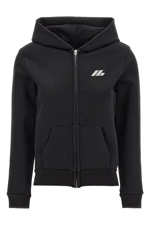Balenciaga Logo Print Zip-up Hoodie - Black
