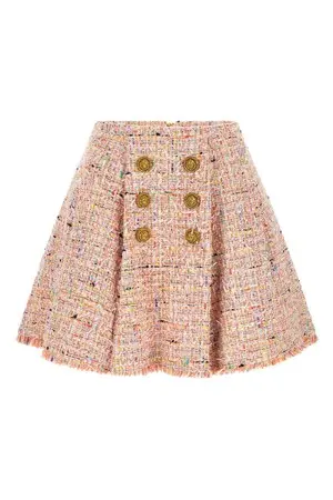 Balmain Tweed Skater Skirt - Pink