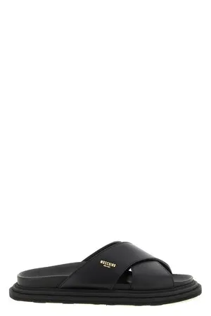 Moschino Leather Sabots With Logo