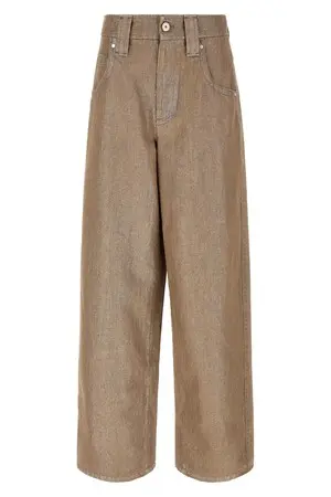 Brunello Cucinelli Wide Leg Lamé Denim Jeans