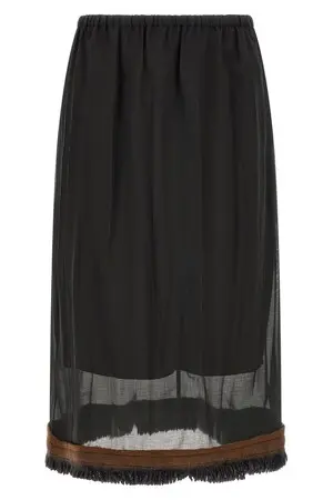 TELA Fringed Detail 'ophelia' Skirt - Black