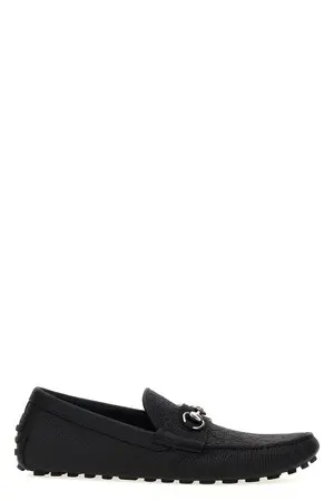 Gucci Morsetto Embossed Leather Driver Loafers