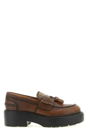 Miu Miu Leather Loafers With Tassels