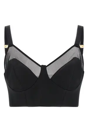 Elisabetta Franchi Cool Wool And Tulle Bustier Top