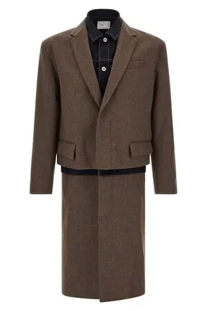 Sacai Wool Flannel And Denim Coat