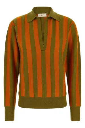 ALBERTO BIANI Striped Knit Polo Shirt