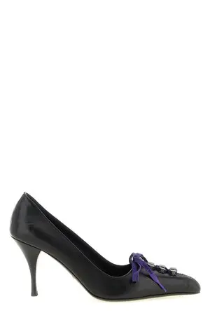 Prada Calf Leather Lace-up Pumps - Black