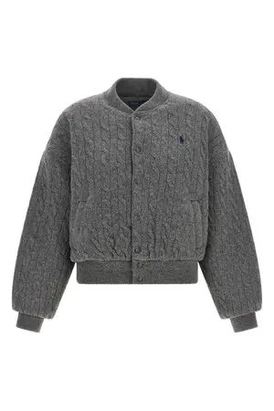 Polo Ralph Lauren Padded Knit Braided Bomber Jacket - Gray