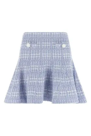 SELF-PORTRAIT Check Knit Skirt - Blue