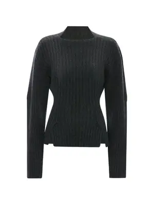 Victoria Beckham Ribbed Knit Sweater - Gray
