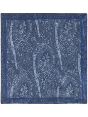 Etro Paisley Print Foulard - Blue