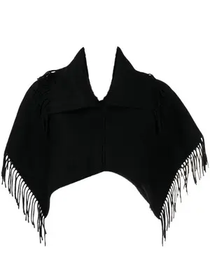 BY MALENE BIRGER Turtla Wool Fringe Bib Black