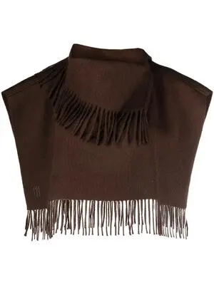 BY MALENE BIRGER Turtla Wool Fringe Bib - Brown