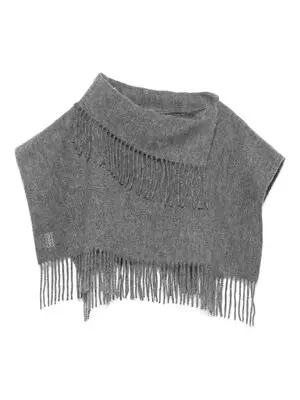 BY MALENE BIRGER Turtla Wool Fringe Bib Gray