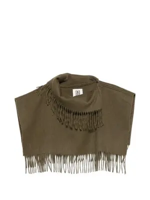 BY MALENE BIRGER Turtla Wool Fringe Bib Green