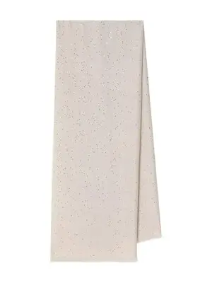 Brunello Cucinelli Sequin-embellished Frayed Scarf - Beige