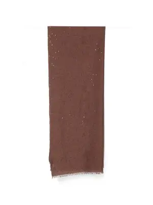 Brunello Cucinelli Sequin-embellished Frayed Scarf - Brown