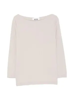 Alpha Studio Boat Neck Sweater - Gray