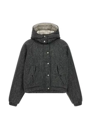 Brunello Cucinelli Hooded Tweed Puff Coat