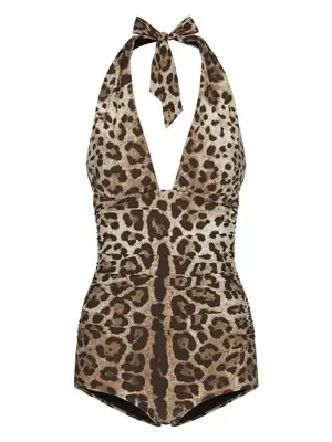 Dolce & Gabbana Leopard Print One Piece Swimsuit