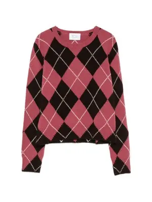 BE YOU Diamond Patterned Crew Neck Sweater - Pink