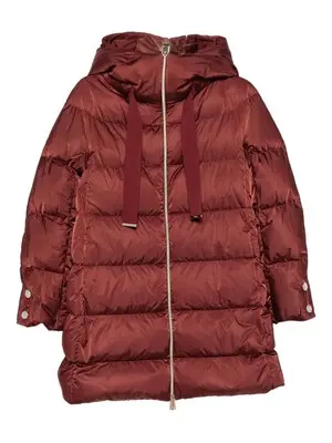 Herno Mid-length Satin Hooded Puffer Coat - Pink