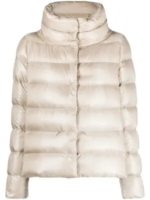 Herno High Neck Collar Puff Coat - Beige