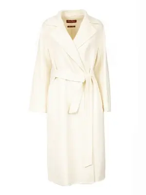 Max Mara Cles Long Belted Coat - White