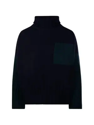 BE YOU Two Tone Cashmere Sweater - Blue