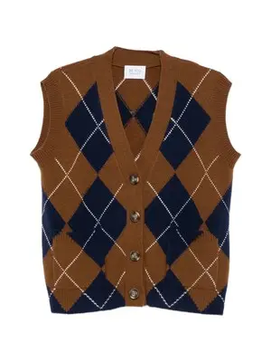 BE YOU Diamond Cashmere Vest - Brown