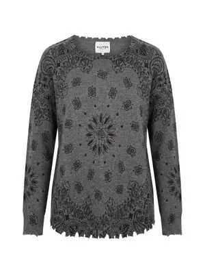 KUJTEN Cashmere Mela Bandana Sweater - Gray