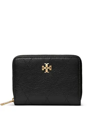Tory Burch Charlie Quilted Small Zip Around Wallet Black