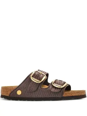 BIRKENSTOCK Arizona Big Buckle Raffia Sandals - Brown