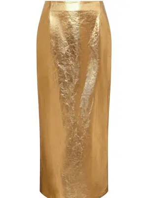Gabriela Hearst Manuela Midi Skirt In Metallic Linen Twill