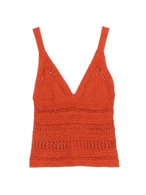 Alpha Studio Crochet Top - Brown
