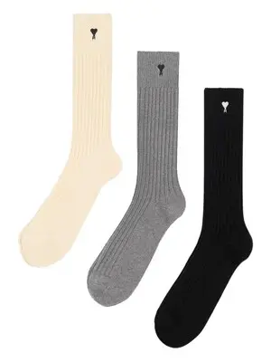 AMI Paris De Coeur Socks - Black