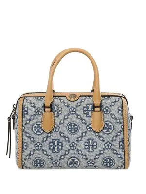 Tory Burch T Monogram Denim Petite Barrel Bag - Light Blue