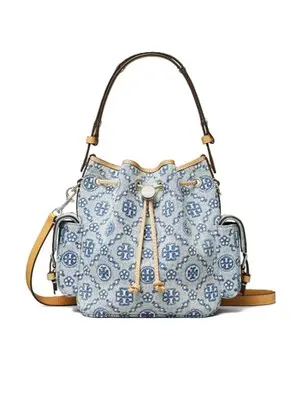 Tory Burch T Monogram Denim Bucket Bag