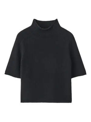 LISA YANG Cashmere Fride Short Sleeve Knit Top - Black