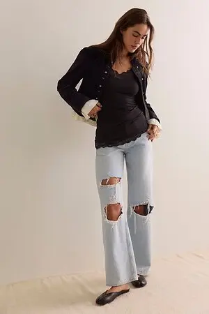 Only Hearts So Fine With Lace Chemette - Black