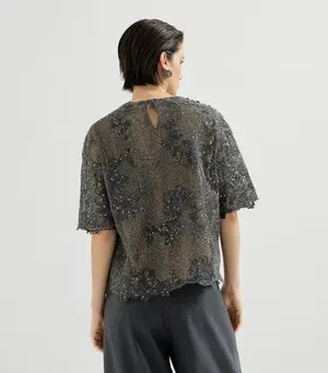Brunello Cucinelli Sequin-embellished Lace Top