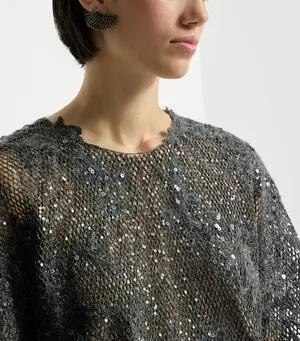 Brunello Cucinelli Sequin-embellished Lace Top