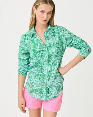 Lilly Pulitzer® Sea View Linen Button Down Shirt - Blue