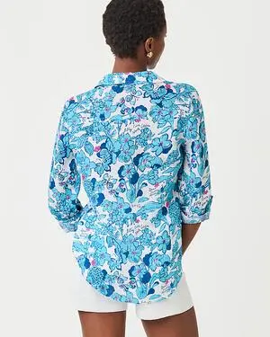 Lilly Pulitzer® Sea View Linen Button Down Shirt - Blue
