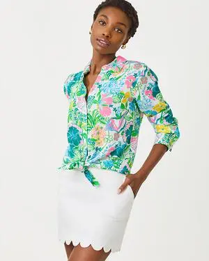 Lilly Pulitzer® Sea View Linen Button Down Shirt - Multi Hawaii Destination
